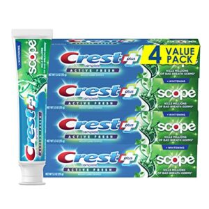 crest complete active fresh + whitening toothpaste, 5.5oz (pack of 4)