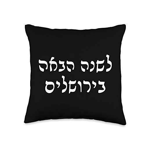 Passover Jewish Gifts Shope Next Year in Jerusalem Jewish Hebrew Family Passover Mesubin Throw Pillow, 16x16, Multicolor