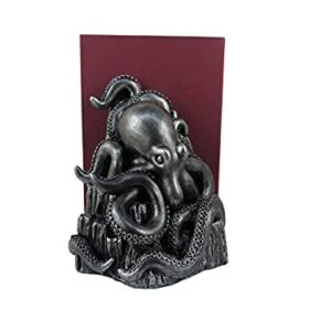 World of Wonders Octopus Bookend | Ocean Decor Decorative Bookends | Kraken Bookend | Pewter Book Shelf Holder | Beach House Decor | Ocean Theme Under The Sea Marine Life Nautical - 7"