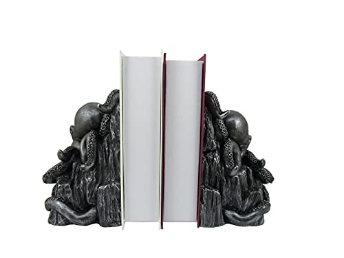 World of Wonders Octopus Bookend | Ocean Decor Decorative Bookends | Kraken Bookend | Pewter Book Shelf Holder | Beach House Decor | Ocean Theme Under The Sea Marine Life Nautical - 7"