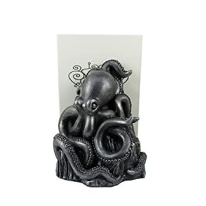 World of Wonders Octopus Bookend | Ocean Decor Decorative Bookends | Kraken Bookend | Pewter Book Shelf Holder | Beach House Decor | Ocean Theme Under The Sea Marine Life Nautical - 7"