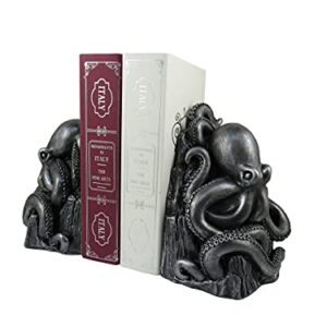 World of Wonders Octopus Bookend | Ocean Decor Decorative Bookends | Kraken Bookend | Pewter Book Shelf Holder | Beach House Decor | Ocean Theme Under The Sea Marine Life Nautical - 7"