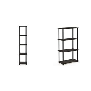 furinno (99557ex/bk turn-n-tube 4-tier multipurpose shelf display rack - espresso/black & furinno turn-n-tube 5-tier corner square rack display shelf, round, espresso/black