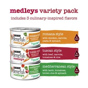 Purina Beneful Wet Dog Food Variety Pack, Medleys Tuscan, Romana & Mediterranean Style - (30) 3 oz. Cans