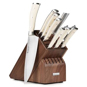 wusthof classic ikon creme 10 piece knife set with walnut block