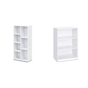 furinno luder bookcase/book/storage, 7-cube, white & furinno jaya simple home 3-tier adjustable shelf bookcase, white