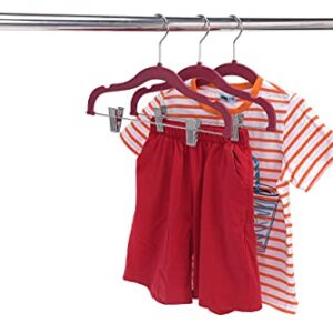 30+10 Quality Kids Children's Plastic Non Velvet Non-Flocked Thin Compact Shirt and Skirt/Pant Bundle Coat Hangers with Metal Clips for Skirts Pants Blouses 360° Swivel Hook, Jacket, Raspberry