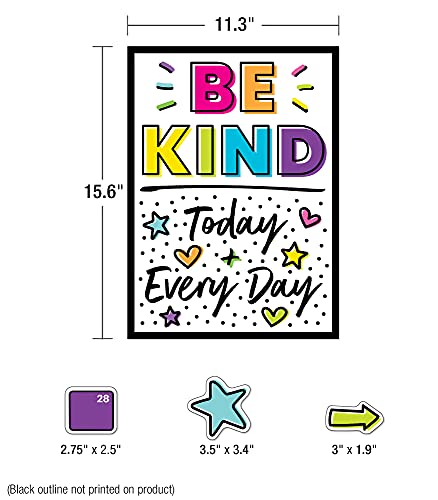 129 Pcs. Carson Dellosa Kind Vibes Calendar Bulletin Board Set, Colorful Bulletin Board Calendar Classroom Décor with Motivational Mini Posters, Numbers, Holidays and Birthdays