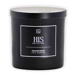 lulu candles | sandalwood bergamot - his collection | luxury scented soy jar candle | hand poured in the usa | highly scented & long lasting- 9 oz.