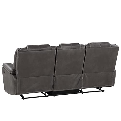 Steve Silver Katrine Charcoal PU Manual Sofas, 83.5 x 36 x 39