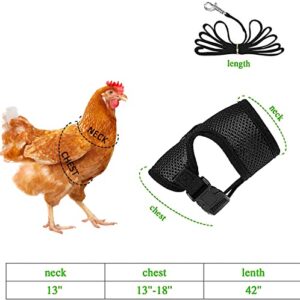 4 Pcs Adjustable Chicken Harness with Leash- 4 Styles Comfortable Hen Vest Breathable Mesh Chicken Training Harness and Leash for 2.5-3.6 Lb Duck Goose Hen Small Pets