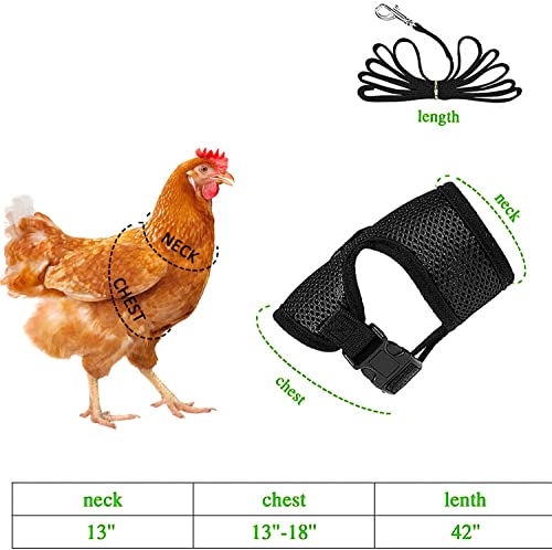 4 Pcs Adjustable Chicken Harness with Leash- 4 Styles Comfortable Hen Vest Breathable Mesh Chicken Training Harness and Leash for 2.5-3.6 Lb Duck Goose Hen Small Pets