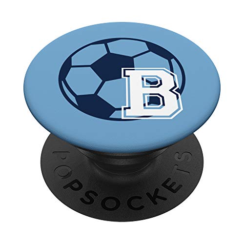 Letter B Soccer Baby Blue Monogram PopSockets PopGrip: Swappable Grip for Phones & Tablets