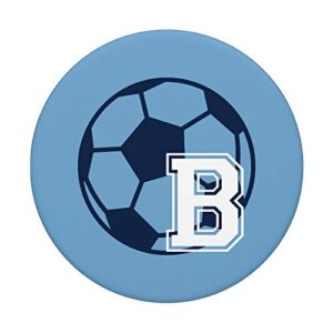 Letter B Soccer Baby Blue Monogram PopSockets PopGrip: Swappable Grip for Phones & Tablets