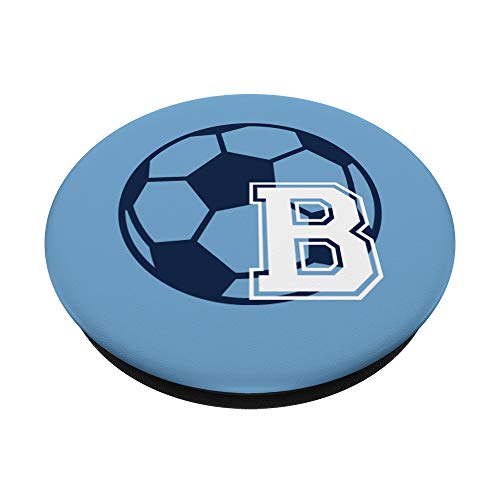 Letter B Soccer Baby Blue Monogram PopSockets PopGrip: Swappable Grip for Phones & Tablets