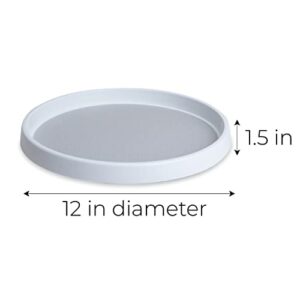 Smart Design Lazy Susan Turntable - 12 Inch, 2-Pack - Non-Slip Lining and Feet - BPA Free - Cupboard, Fridge, Jars, Spices, Cabinet, Countertop, Pantry, Storage, Kitchen Organizer - White with Gray