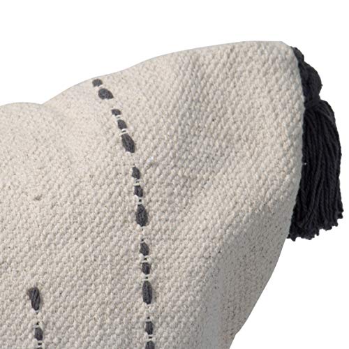 Foreside Home & Garden Gray Oversized 14x36 Handwoven Decorative Cotton Lumbar Throw Pillow with Hand Tied Tassels, 1 Count (Pack of 1)