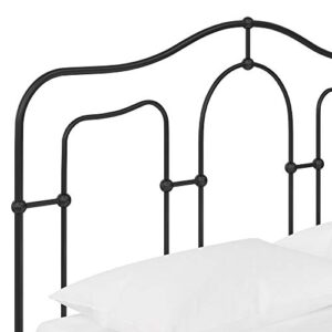 Mr. Kate Primrose Metal Bed with Secured Slats, Headboard and Footboard, Queen Size Frame, Black