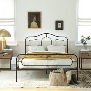 Mr. Kate Primrose Metal Bed with Secured Slats, Headboard and Footboard, Queen Size Frame, Black