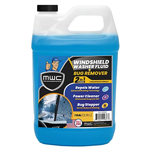 MWC Windshield Washer Fluid, Ready to Use, Removes dirt, Safe for the environment, Removes grime, Streak Free Glass Cleaner,+ 32°F, 1 Gallon (3.78 Liters)