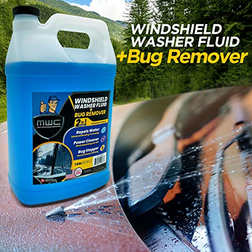 MWC Windshield Washer Fluid, Ready to Use, Removes dirt, Safe for the environment, Removes grime, Streak Free Glass Cleaner,+ 32°F, 1 Gallon (3.78 Liters)