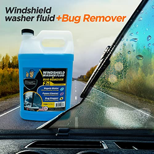 MWC Windshield Washer Fluid, Ready to Use, Removes dirt, Safe for the environment, Removes grime, Streak Free Glass Cleaner,+ 32°F, 1 Gallon (3.78 Liters)