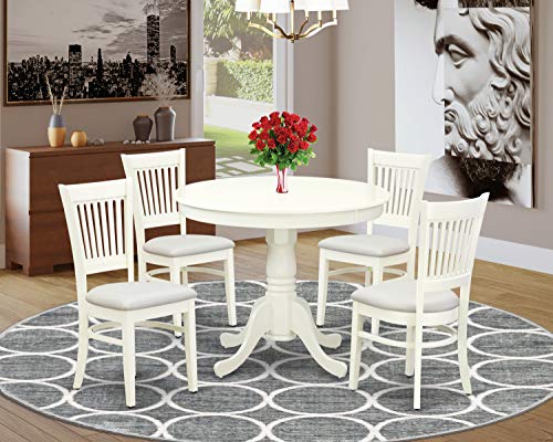 East West Furniture ANVA5-LWH-C Dining Table Set, 5-Piece