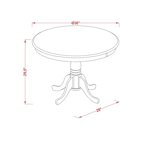 East West Furniture ANVA5-LWH-C Dining Table Set, 5-Piece