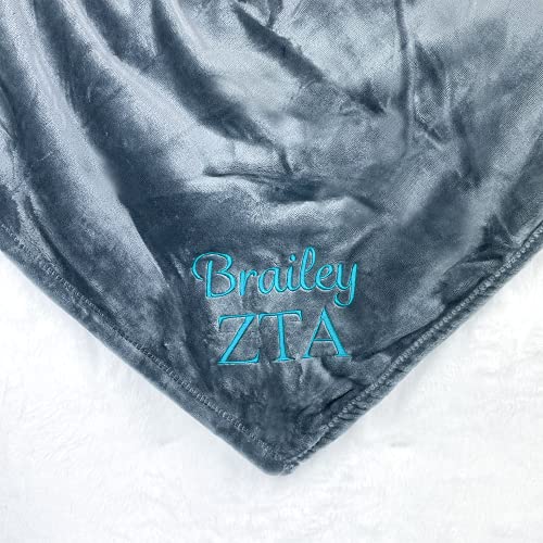 Go Greek Chic Customized Zeta Tau Alpha Embroidered Throw Blanket