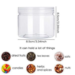 Rocutus 12oz Clear Plastic Storage Jars Containers,8 Pack Refillable Wide-Mouth Plastic Slime Storage Containers for Beauty Products,Kitchen & Household Storage - BPA Free (12 OZ)