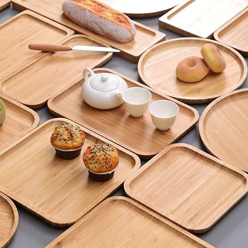 2-Pack 12 X 8 Inches Bamboo Trays ,Serving Tray Bamboo Breakfast Dinner Food Trays Coffee Tea Serving Tray Fruit platters for Home Hotel Restaurant