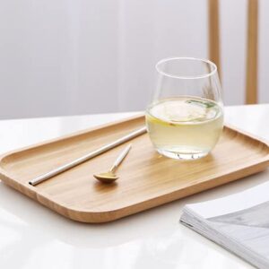 2-Pack 12 X 8 Inches Bamboo Trays ,Serving Tray Bamboo Breakfast Dinner Food Trays Coffee Tea Serving Tray Fruit platters for Home Hotel Restaurant