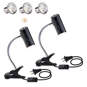 aomryom 2 pack reptile uva/uvb lamp with 3-pcs of 30w heat bulbs, upgraded lengthened adjustable stand & socket, for bird lizard turtle snake aquarium habitat heat lamps & light bulbs - black