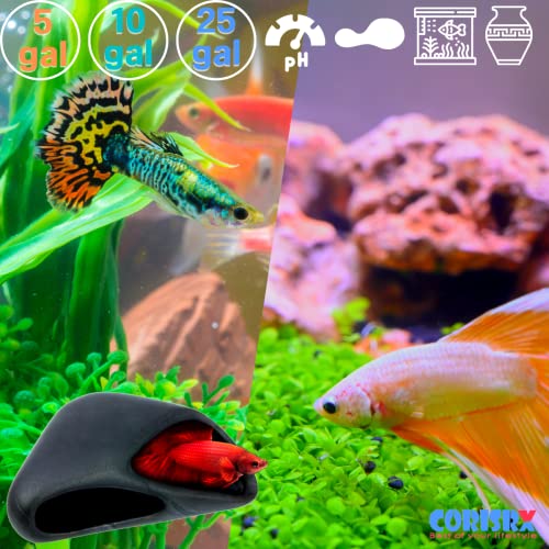 Corisrx Fish Aquarium Cave Decorations - Smooth Ceramic Fish Hide Fish House, Meteorite Like Leopard Gecko Lizard Reptile Hide Basking Rock, Betta Fish Tank Hideout Terrarium Decor - Aquarium Rocks