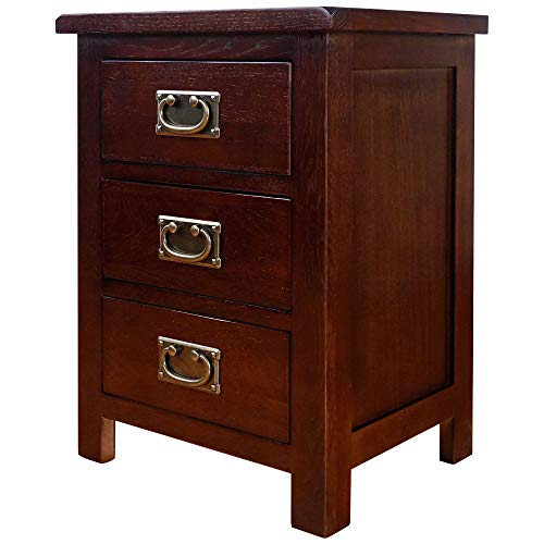 Kendyoak Aurotrice Oak Bedside Table 3 Drawers, Walnut NC Paint Cabinet, Oak Internals W:42cm