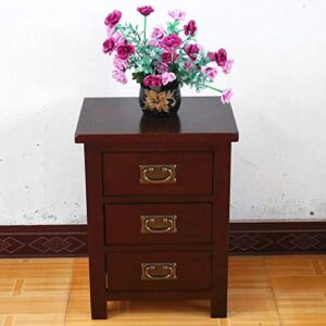 Kendyoak Aurotrice Oak Bedside Table 3 Drawers, Walnut NC Paint Cabinet, Oak Internals W:42cm