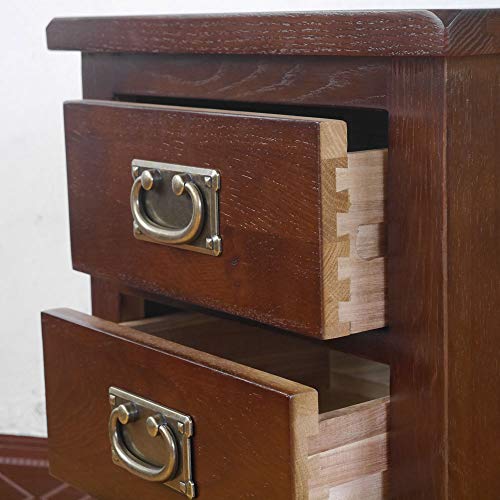 Kendyoak Aurotrice Oak Bedside Table 3 Drawers, Walnut NC Paint Cabinet, Oak Internals W:42cm