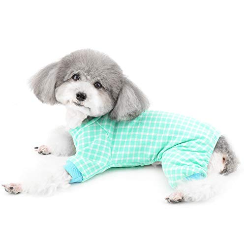 Ranphy Plaid Pet Clothes for Small Dog Jumpsuit Puppy Cat Pajamas Doggie Knitted Sweater Doggy Onesie Pjs Soft Onesie Overall Lightweight Pullover 4 Legged Pyjamas Sleeping Apparel Green L