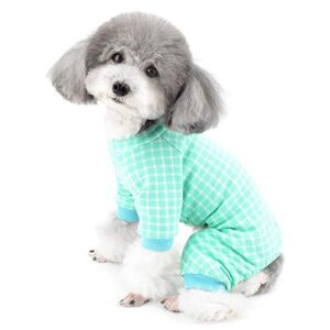 Ranphy Plaid Pet Clothes for Small Dog Jumpsuit Puppy Cat Pajamas Doggie Knitted Sweater Doggy Onesie Pjs Soft Onesie Overall Lightweight Pullover 4 Legged Pyjamas Sleeping Apparel Green L