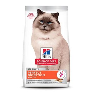 hill's science diet senior adult 7+ dry cat food, perfect digestion, chicken recipe, 3.5 lb. bag