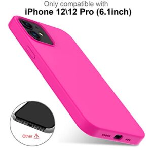 DEENAKIN iPhone 12 Case,iPhone 12 Pro Case with Screen Protector,Soft Flexible Silicone Gel Rubber Bumper Cover,Slim Fit Shockproof Protective Phone Case for iPhone 12 Pro 6.1" Hot Pink