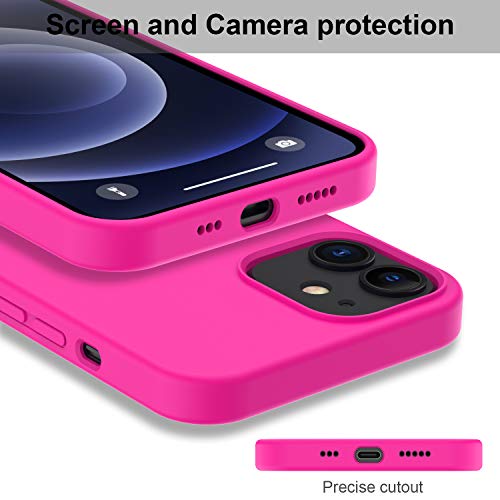 DEENAKIN iPhone 12 Case,iPhone 12 Pro Case with Screen Protector,Soft Flexible Silicone Gel Rubber Bumper Cover,Slim Fit Shockproof Protective Phone Case for iPhone 12 Pro 6.1" Hot Pink