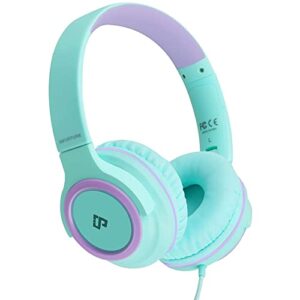 infurture kids headphones with microphone for children boys girls, volume limit 94db, on ear headphones,wired headphones for teens school, travel, compatible with cellphones, tablets, pc, kindle