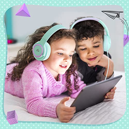 INFURTURE Kids Headphones with Microphone for Children Boys Girls, Volume Limit 94dB, On Ear Headphones,Wired Headphones for Teens School, Travel, Compatible with Cellphones, Tablets, PC, Kindle