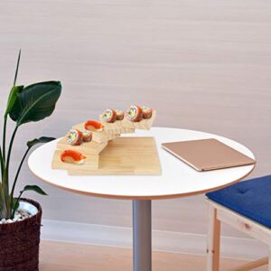 Sushi Making Wooden Sushi Serving Tray Rotating Steps Stairs Meat Plate Charcuterie Platter Bread Meat Fruit Display Decorative Serving Trays Wooden Server 28. 5X23X9CM Sushi Serving Tray