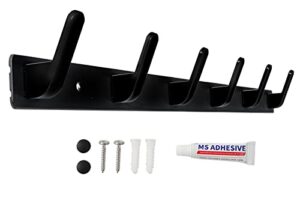 lonnom coat rack wall mounted - 6 hook modern glue and screw heavy duty design hanger for coat hat towel purse,black