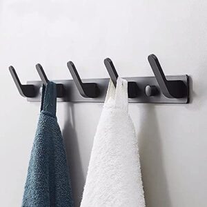 Lonnom Coat Rack Wall Mounted - 6 Hook Modern Glue and Screw Heavy Duty Design Hanger for Coat Hat Towel Purse,Black