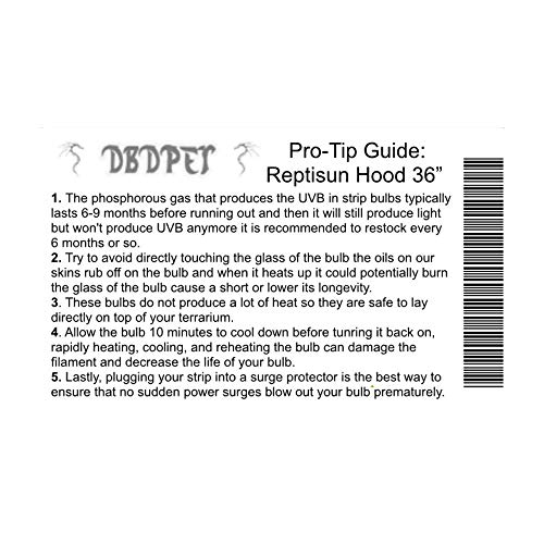 DBDPet Bundle with Reptisun T5 Hood with 5.0 UV-B Bulb 36" by Zoomed - Perfect for 40G Bearded Dragon Tanks - Includes Pro-Tip Guide