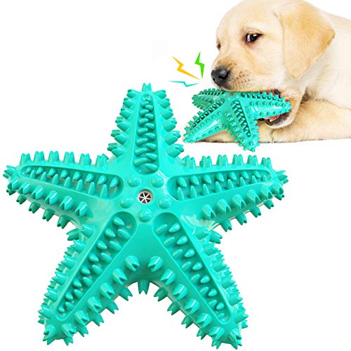 Carllg Dog Toys for Aggressive Chewers, Dog Teething Cleaning Toothbrush Toy, Durable Squeaky Interactive Starfish Puppy Toys for Small Medium Large Breed