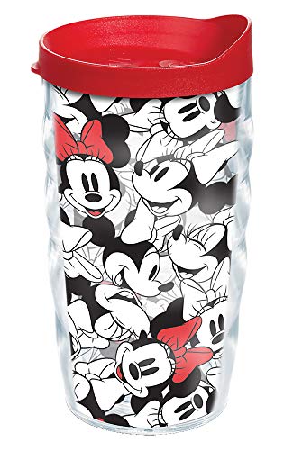 Tervis Made in USA Double Walled Disney - Minnie Expressions Insulated Tumbler Cup Keeps Drinks Cold & Hot, 10oz Wavy, Clear